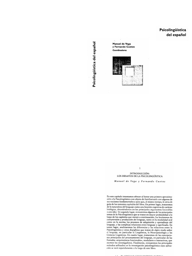 De Vega, Manuel Cuetos, Fernando. Los Desafios de La Psicolinguistica | PDF De Vega, Manuel Cuetos, Fernando. Los Desafios de La Psicolinguistica | PDF