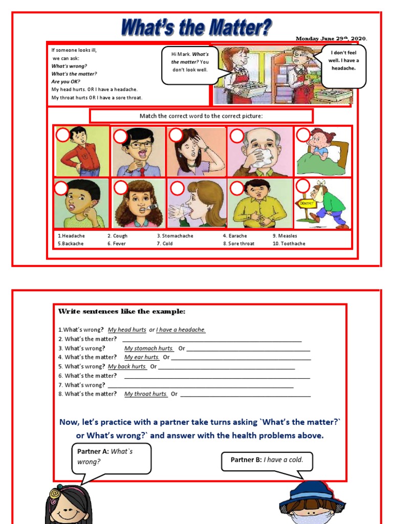 Health Problems Vocabulary 6th Grade | PDF