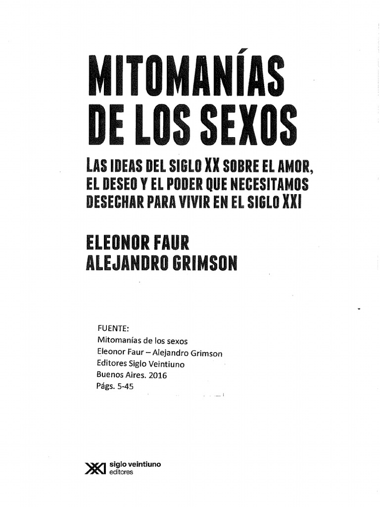 Faur Y Grimson Mitomanías De Los Sexos Socio Pdf