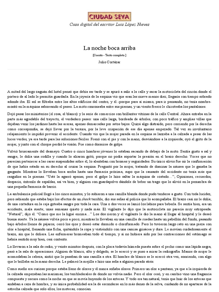 La Noche Boca Arriba - Julio Cortázar - Ciudad Seva - Luis López Nieves ...