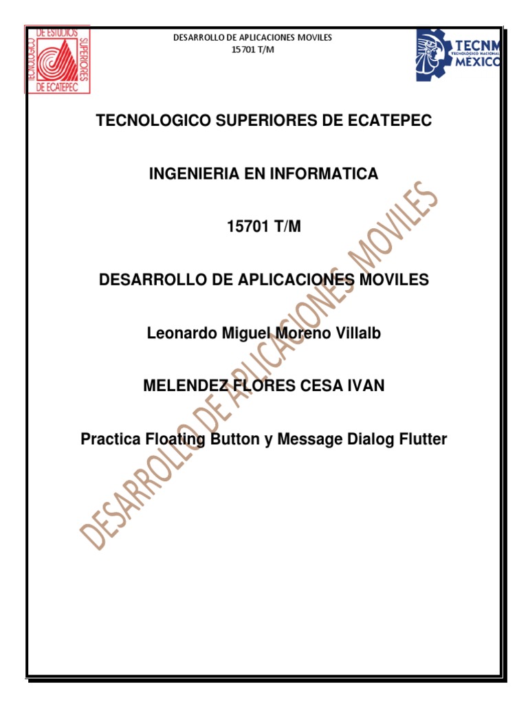 Practica Floating Button y Message Dialog Flutter | PDF | La ...