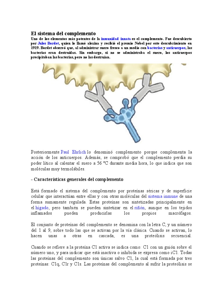 El Sistema Del Complemento | PDF | Sistema complementario | Inmunología