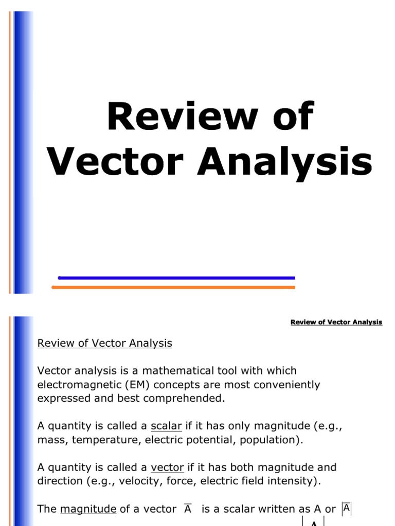 Review Vector Analysis Pdf Euclidean Vector Cartesian Coordinate System