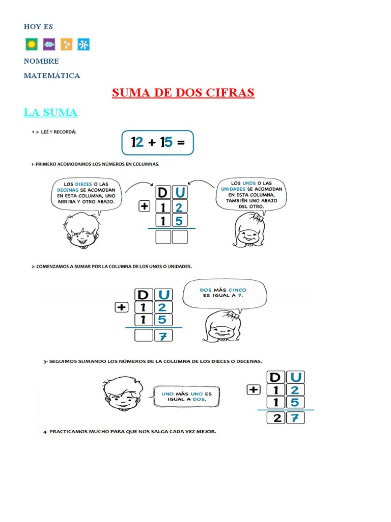 Sumas y Restas de Dos Cifras | PDF
