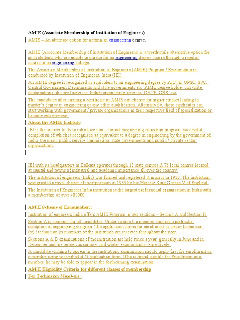 Engineering Engineering: AMIE (Associate Membership of Institution of ...