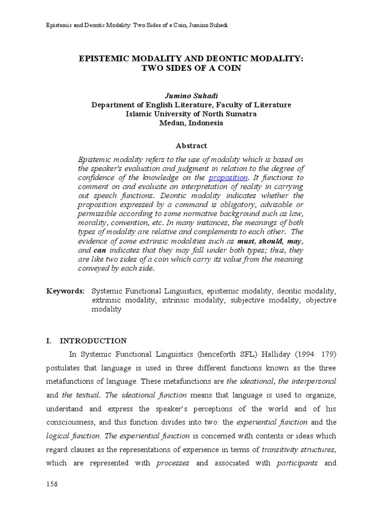 Epistemic Modality and Deontic Modality 2011 | PDF | Modal Logic | Verb