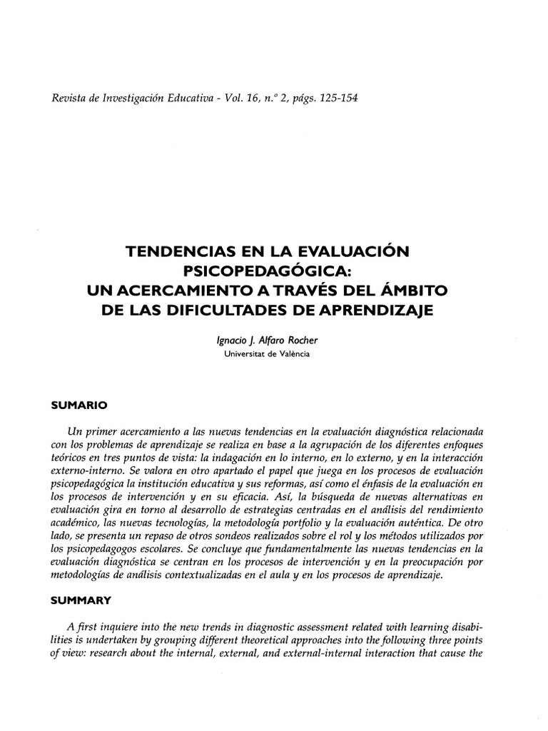 Tendencias en La Evaluación Psicopedagógica | PDF | Plan de estudios | Evaluación