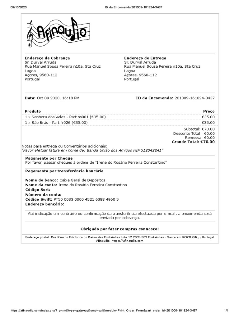 Encomenda de Durval Arruda - Afinaudio | PDF | Serviços (economia ...