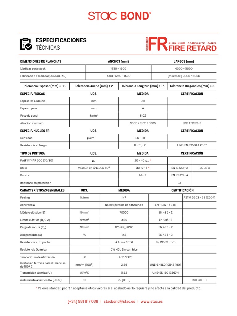 STACBOND-FR - Especificaciones Técnicas | PDF | Materiales | Naturaleza