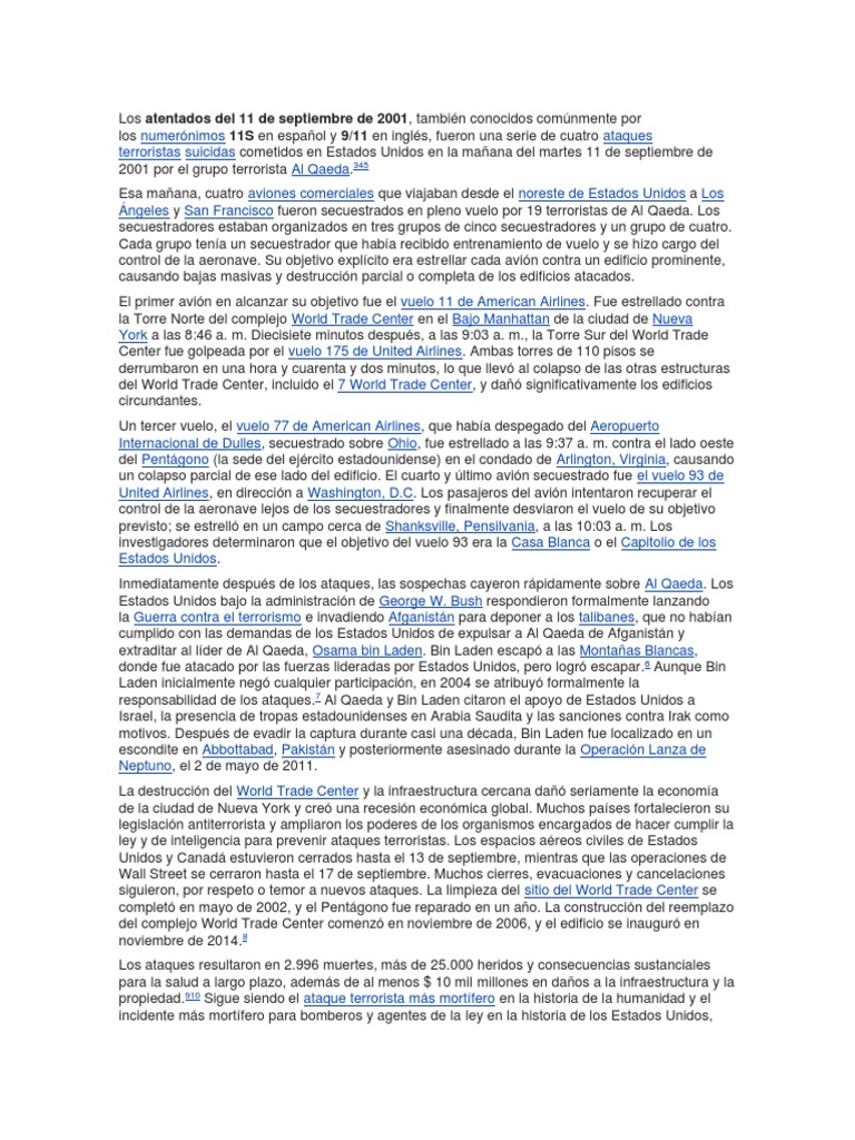 Atentado de Las Torres Gemelas Info | PDF | Ataques del 11 de septiembre