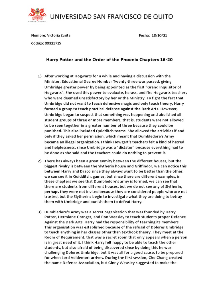 Harry Potter and The Order of The Phoenix Chapters 16-20 | PDF ... Harry Potter and The Order of The Phoenix Chapters 16-20 | PDF ...