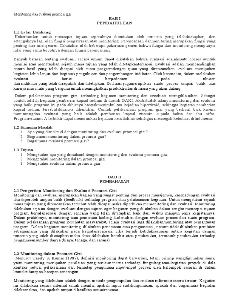 Monev Promosi Gizi | PDF | Bisnis