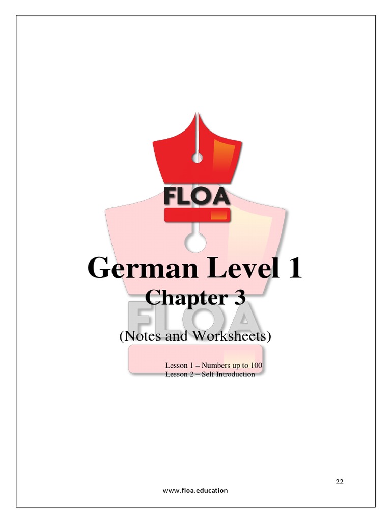 German Eng L1 Ch3 Booklet | PDF