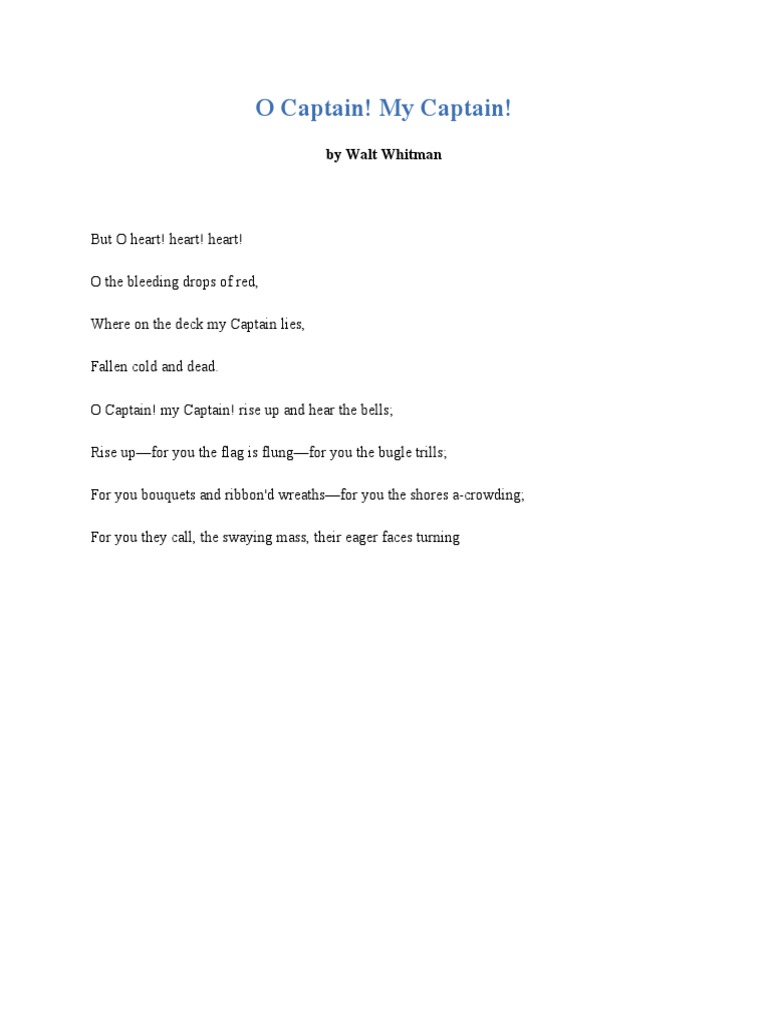 O Captain! My Captain! | PDF | Art | Poetry
