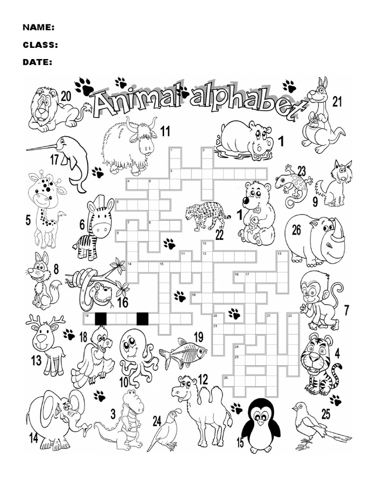 Crossword Puzzle Animal | PDF