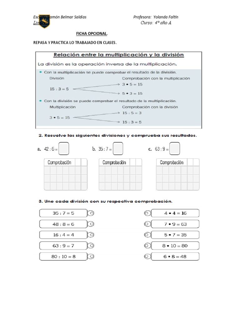 Matematica Ficha Opcional. | PDF
