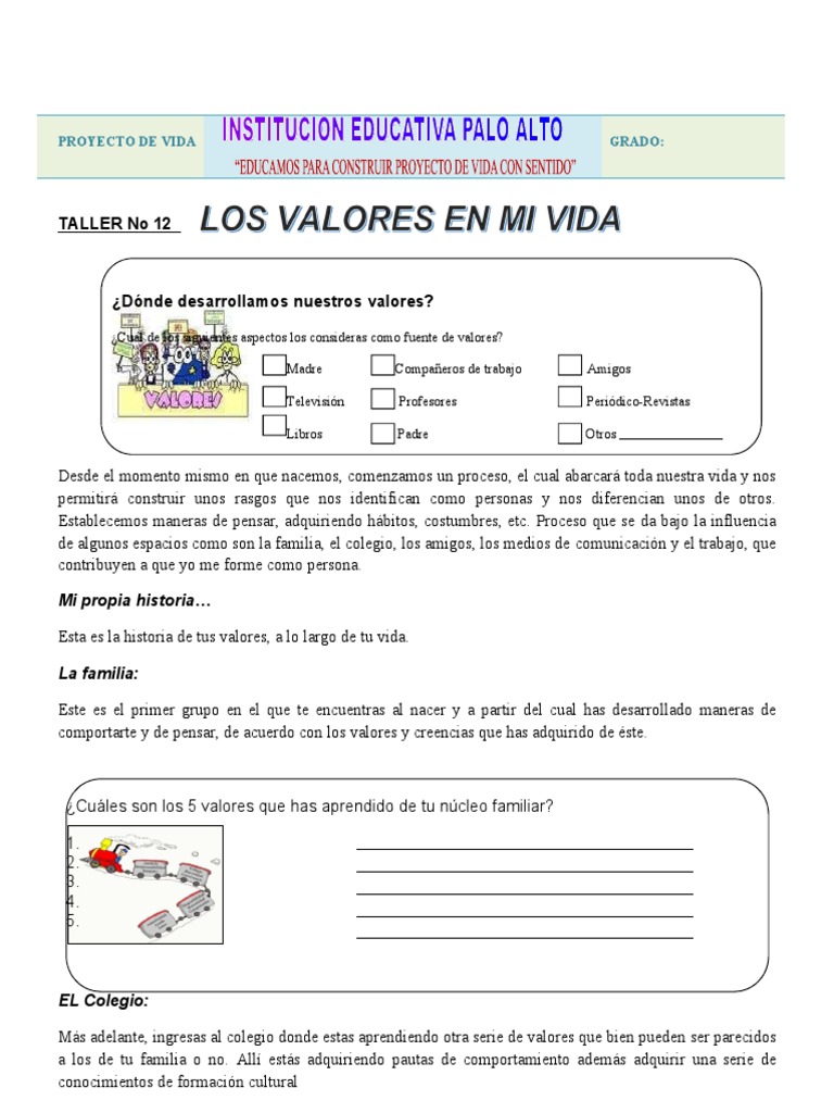 Guía 12 Los Valores en Mi Vida | PDF