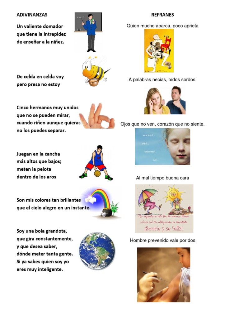 Adivinanzas Refranes y Bombas | PDF