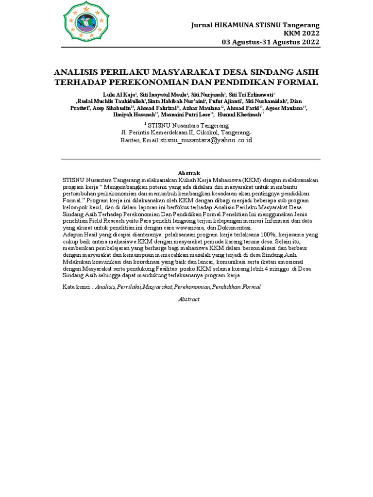 Laporan KKM Desa Sindang Asih | PDF | Karier & Perkembangan | Ilmu Sosial