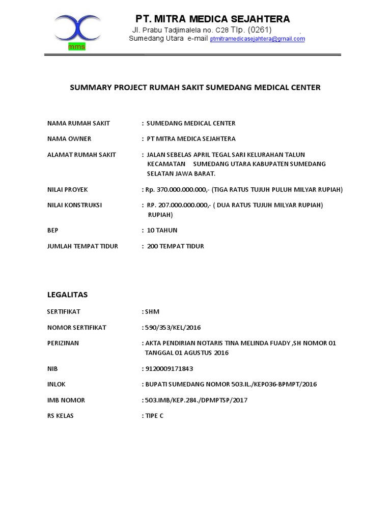 Proposal Project Rumah Sakit Sumedang Terbaru | PDF