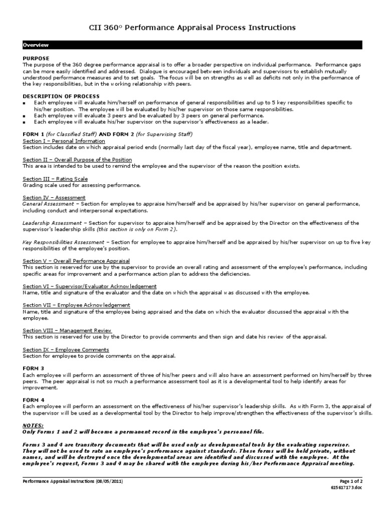  Performance Appraisal Instructions PDF Performance Appraisal 