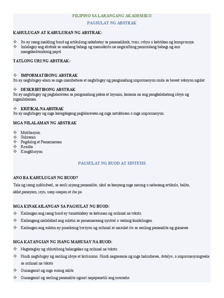 Pagsulat NG Abstrak | PDF