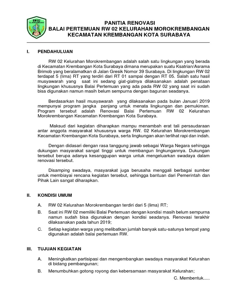 Proposal Balai RW - 2022 | PDF