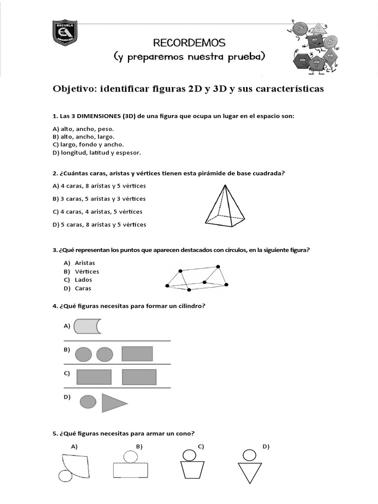 Guía Figuras 2D y 3D 3° Básico | PDF