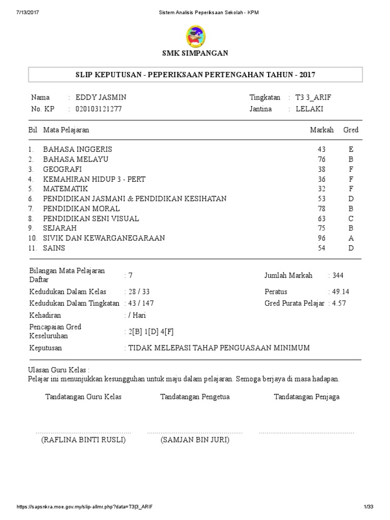 3A 2017 Sistem Analisis Peperiksaan Sekolah - KPM | PDF
