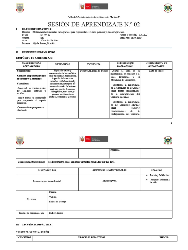 Sesion El Relieve Peruano y Su Configuración | PDF | Perú | Geografía