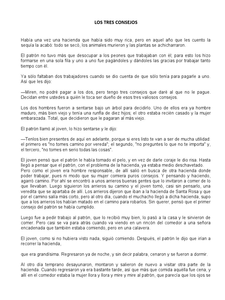 Los Tres Consejos | PDF