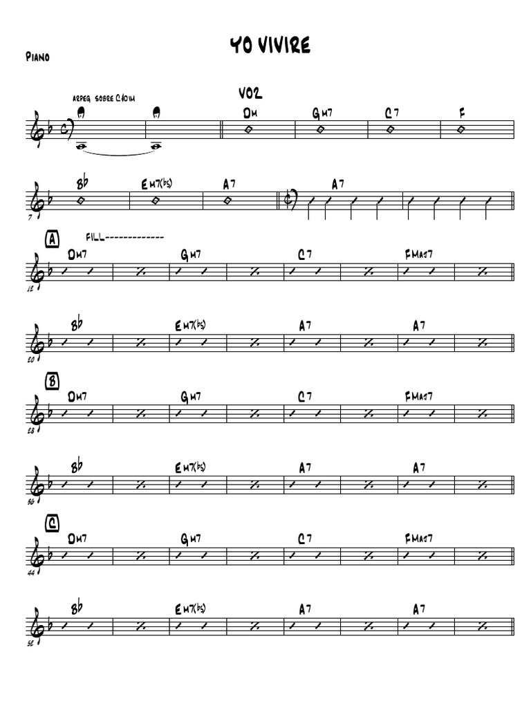 Yo Vivire - Piano. | PDF