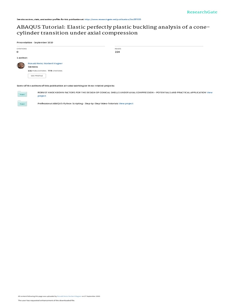 ABAQUS Tutorial - Elastic Perfectly Plastic Buckling Analysis of A Cone ...