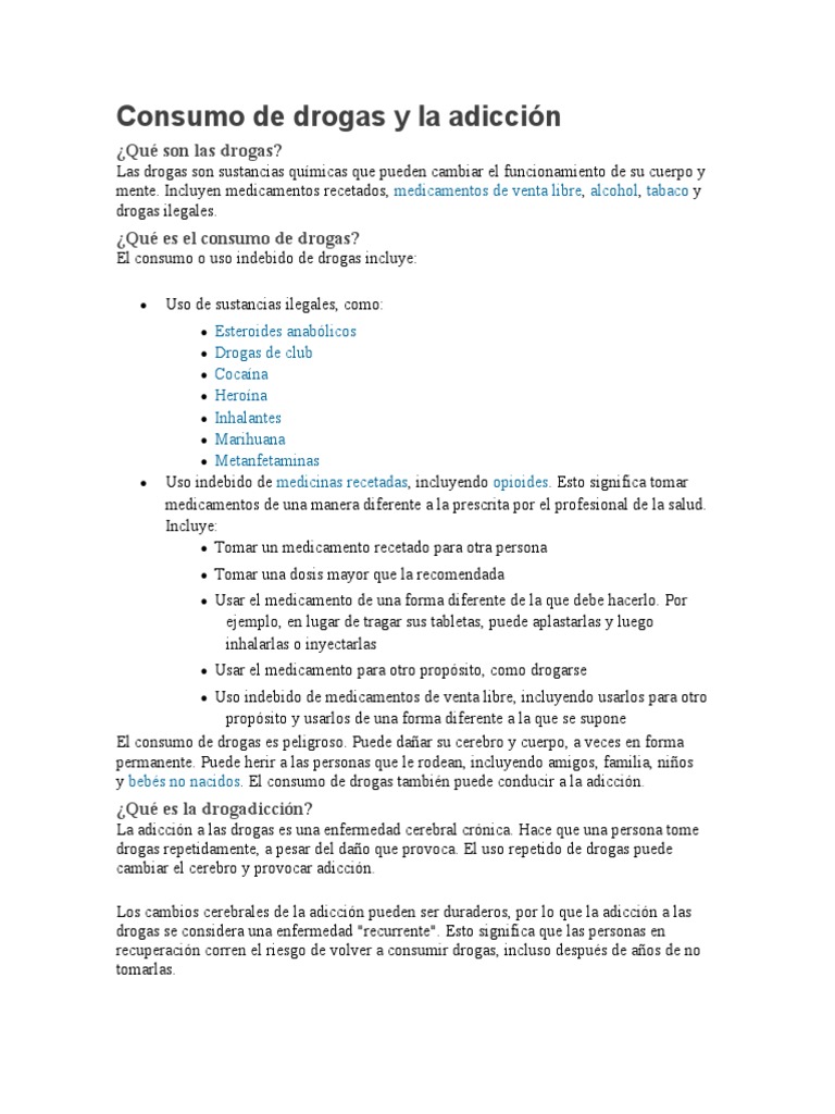 Las Drogas | PDF | La dependencia de sustancias | Drogas