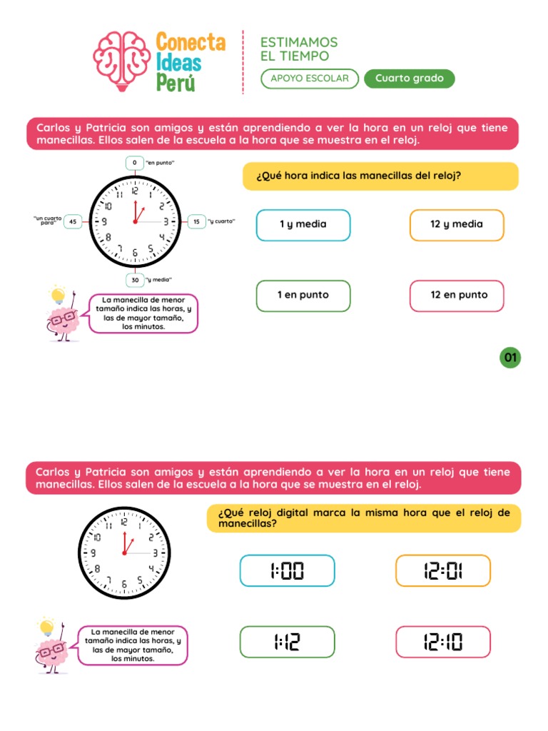 Aprende a Leer la Hora con Amigos | PDF | Hora | Reloj