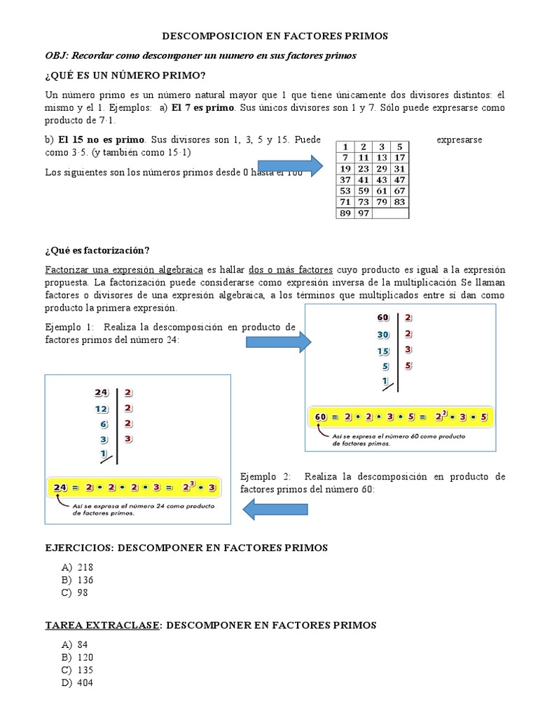 Descomposicion en Factores Primos | PDF