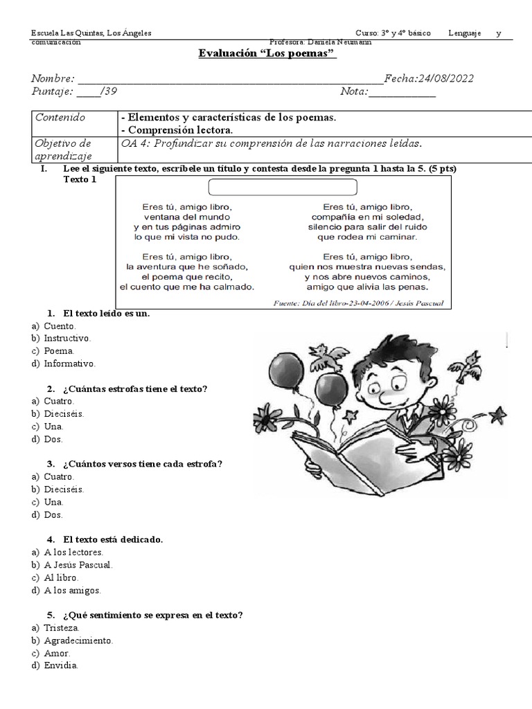 Evaluación Poemas | PDF | Poesía