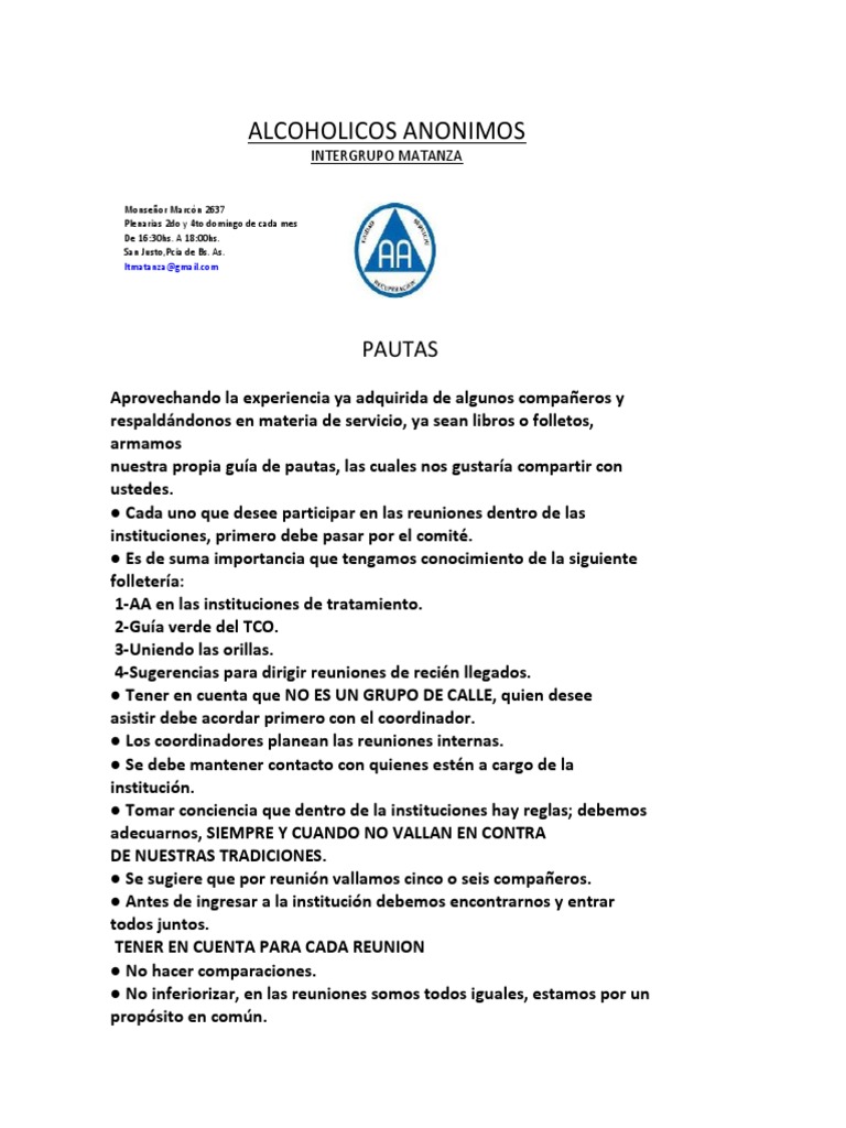 Pautas y Guia para Coordinar | PDF | alcoholicos anonimos