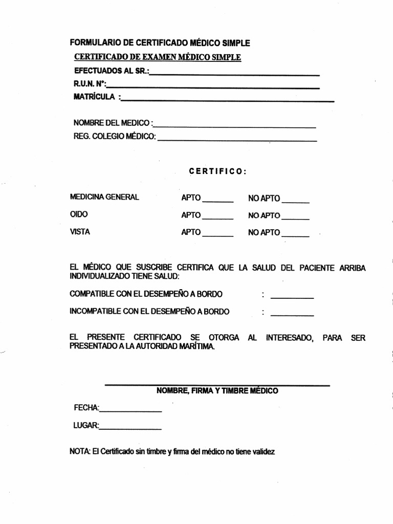 Certificado Medico Simple | PDF