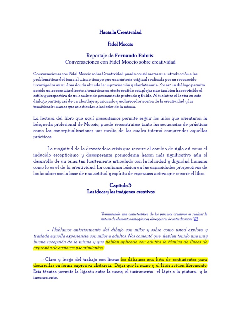 Conversaciones sobre la Creatividad: Diálogo con Fidel Moccio sobre el Origen de las Ideas ...