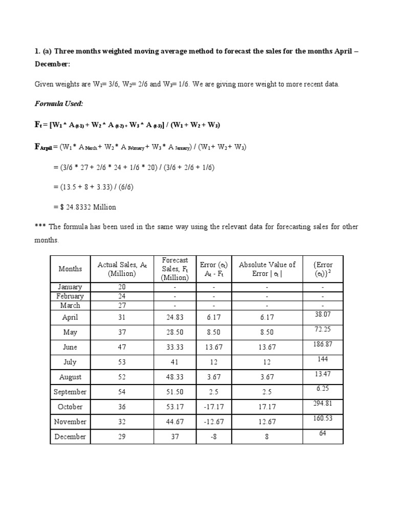 A 3 Forecasting Final | PDF | Mean Squared Error | Errors And Residuals