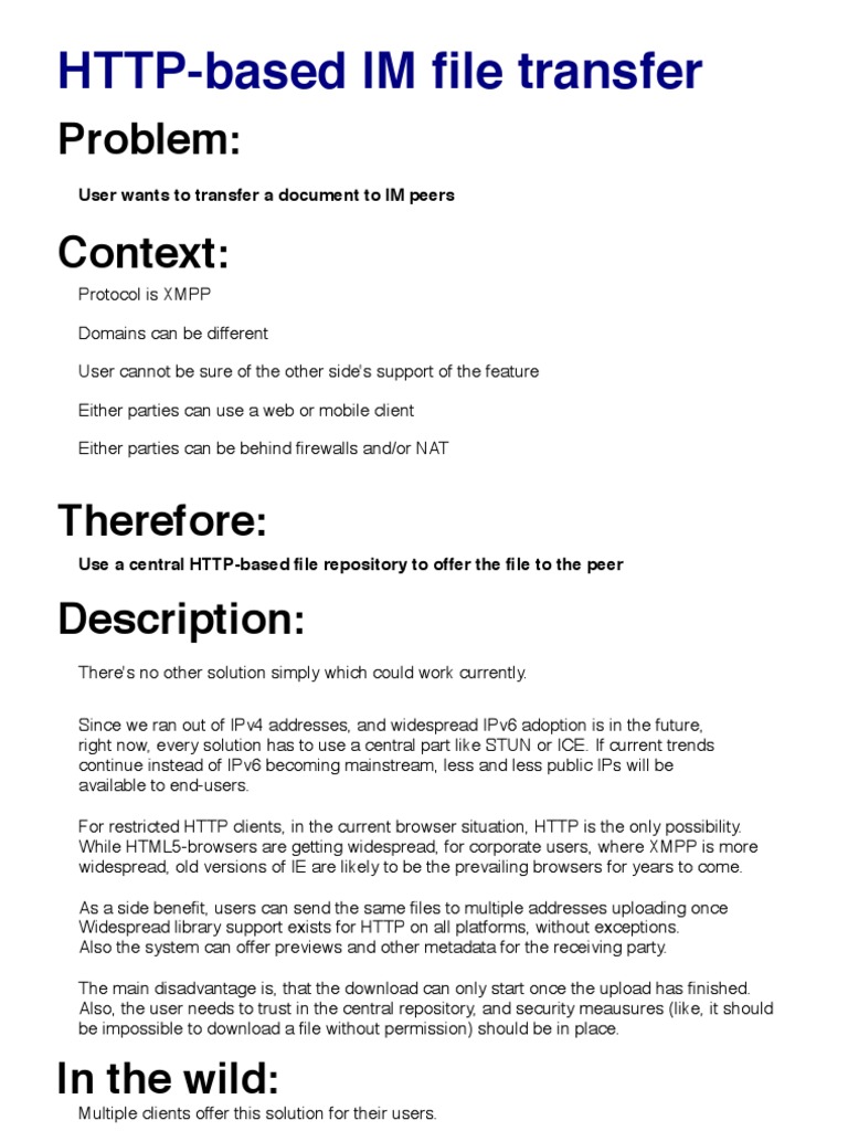 HTTP Based File Transfer Pattern | PDF | Hypertext Transfer Protocol ...