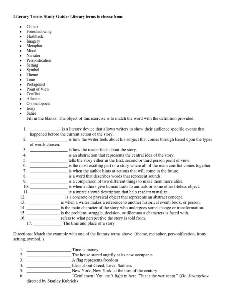 Literary Terms Study - Guide | Download Free PDF | Narration