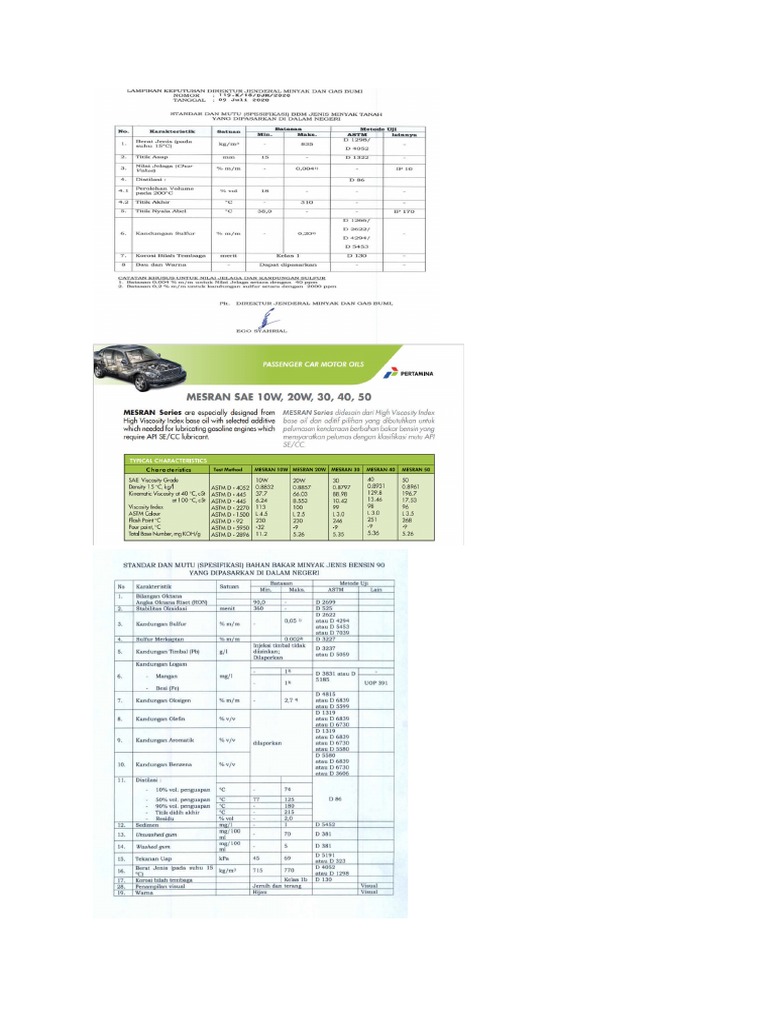 Lampiran Untuk Spesifikasi Dirjen Migas | PDF