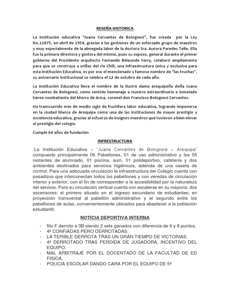 Juana Cervantes de Bolognesi | PDF