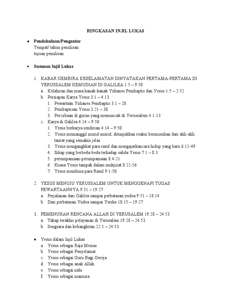 Ringkasan Injil Lukas | PDF