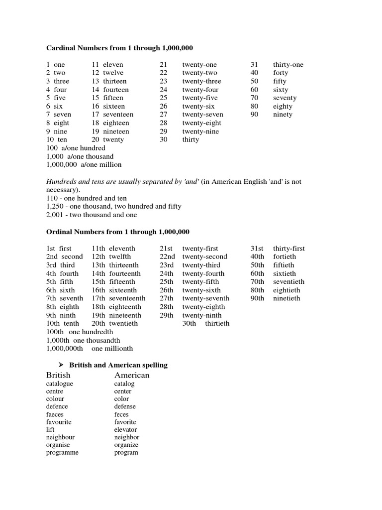 Cardinal and Ordinal Numbers Guide | PDF