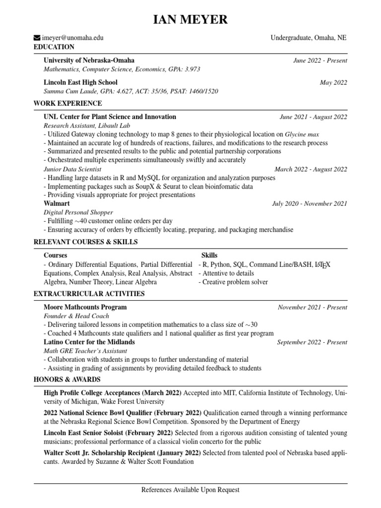 Ian Meyer Resume 3 | PDF | Mathematics | Science
