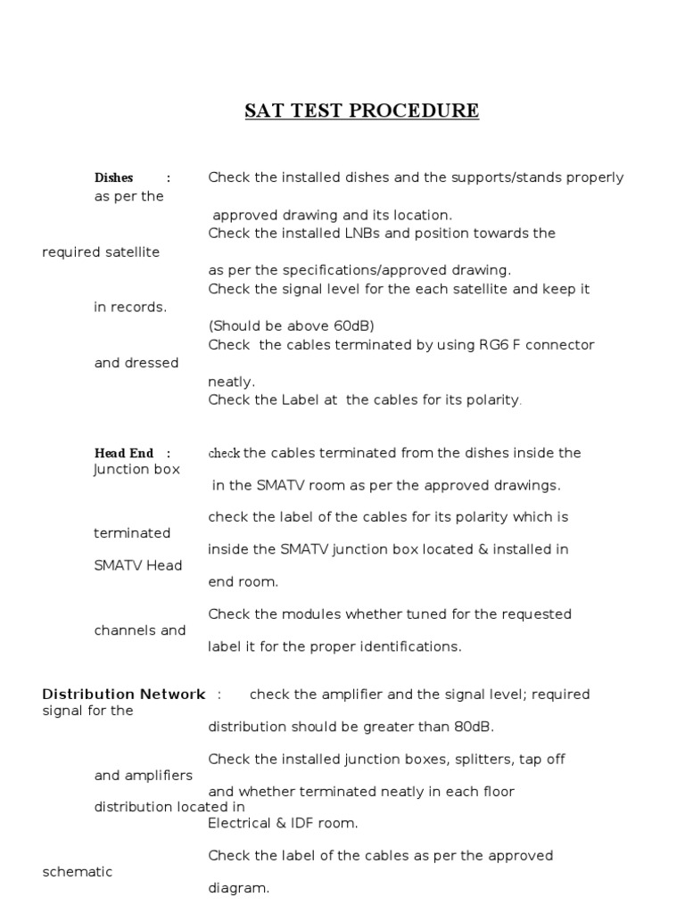 Sat Test Procedure