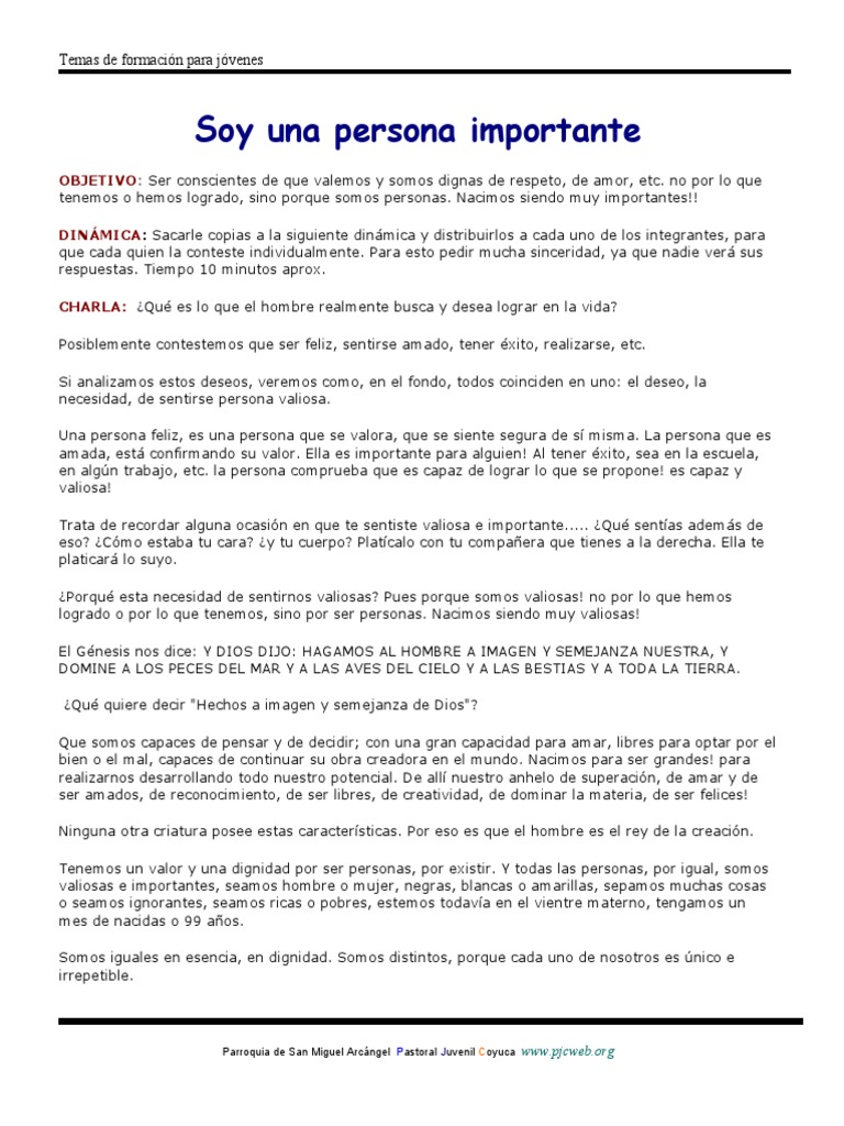 Soy_una_persona_importante_www.pjcweb.org | PDF | Amor | Dios